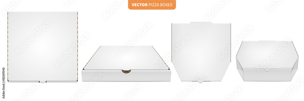Realistic White pizza box mock up isolated on transparent background ...