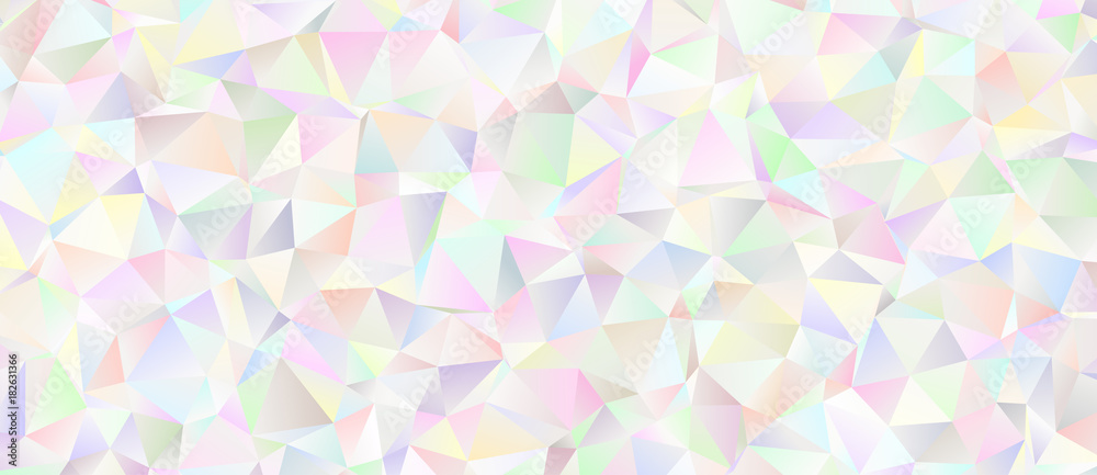 Iridescent Low Poly Background. White to Pastel Rainbow. Multicolored ...