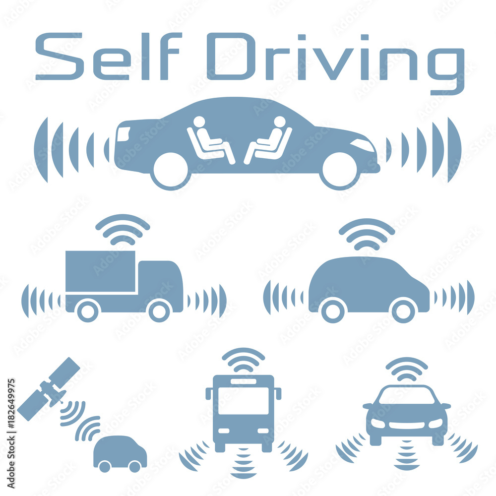 Autonomous car icon set. Stock Vector | Adobe Stock