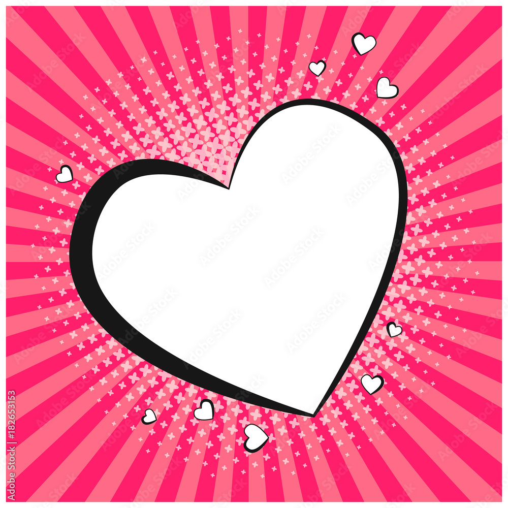 Tender retro comic speech bubble in shape of heart. Blank pop art ...