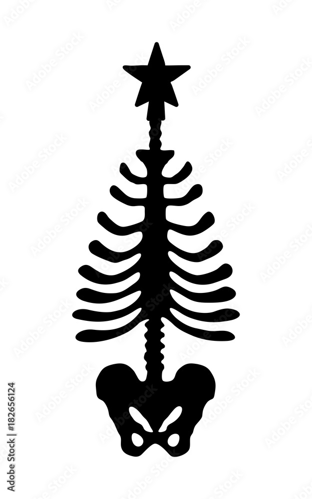 Skeleton bones christmas tree Terribly funny Christmas Stock Vector ...