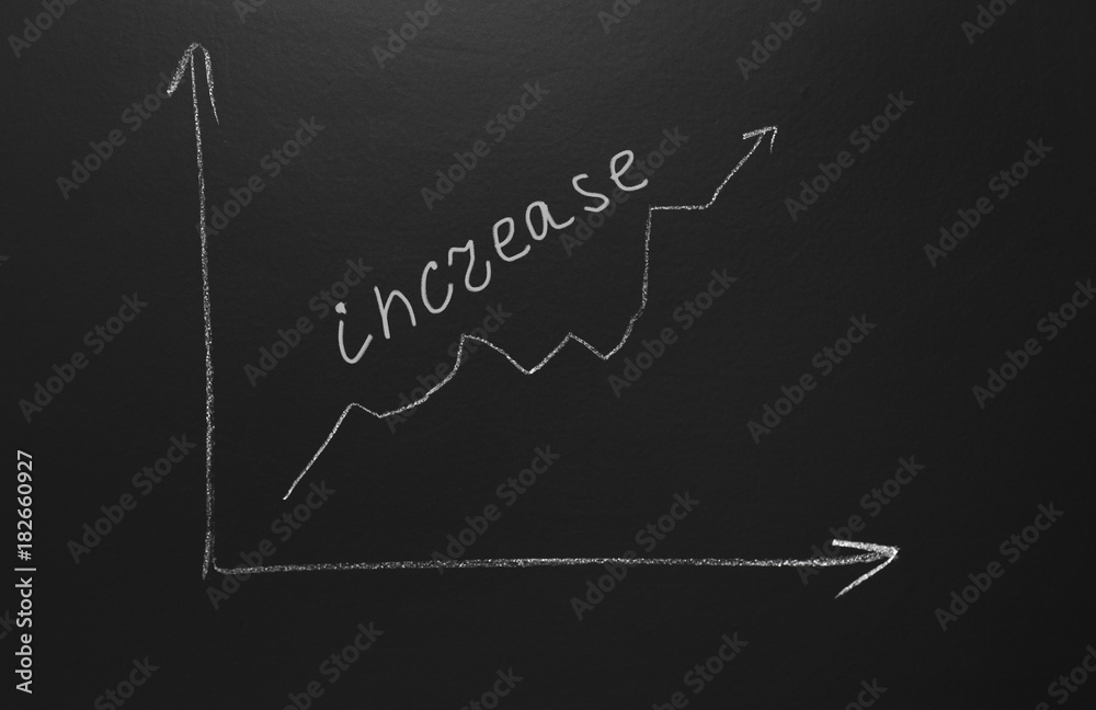 The increase graph chart on blackboard Stock Photo | Adobe Stock