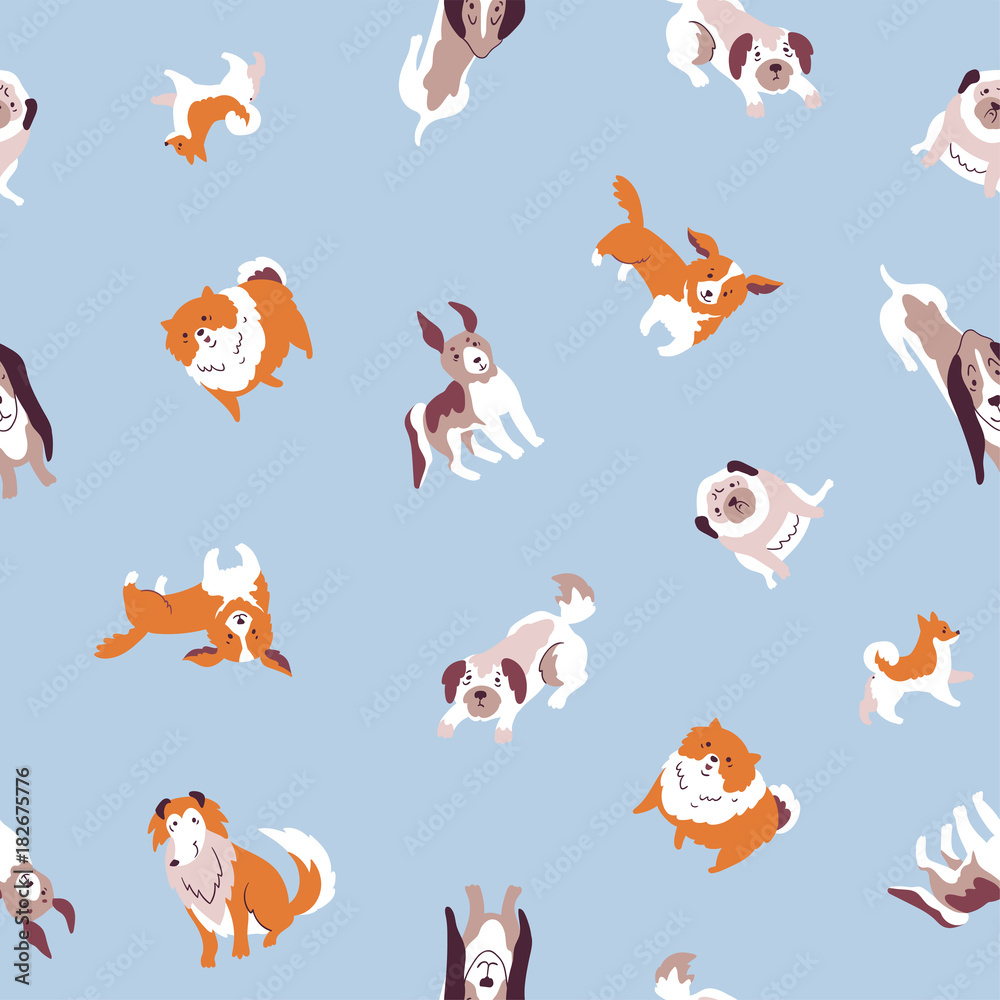 Vector illustration with cute hand drawn dogs. Seamless pet pattern ...