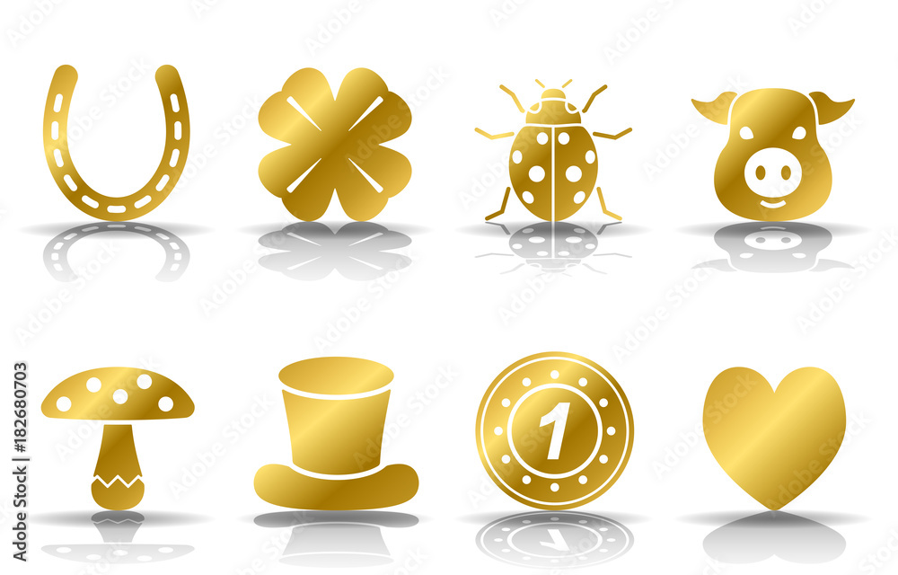 Glück - Iconset (Gold) Stock-Vektorgrafik | Adobe Stock