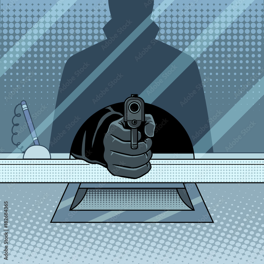 Bank robbery with gun pop art vector illustration Stock Vector | Adobe ...
