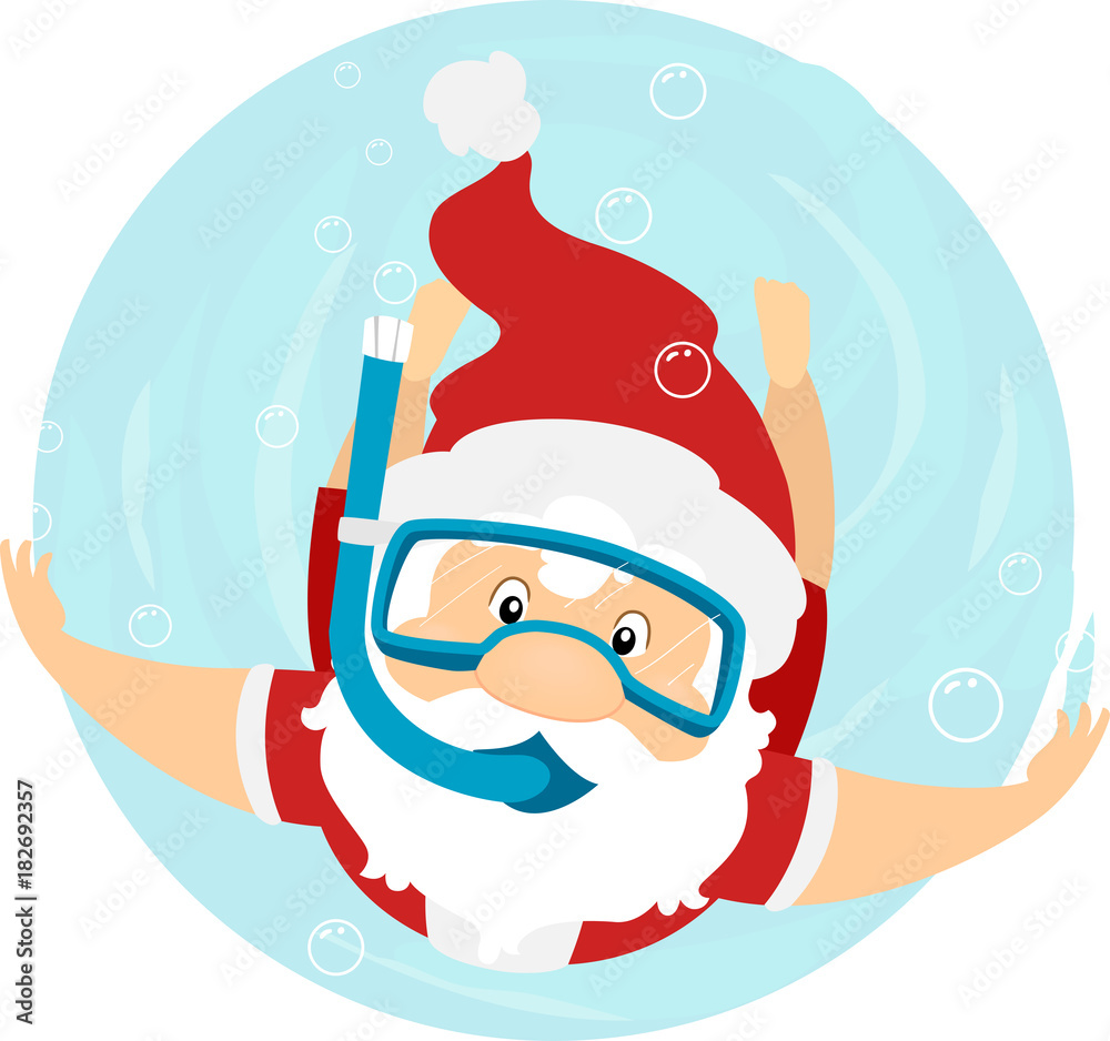 Santa Swim Snorkel Illustration Stock Vector | Adobe Stock