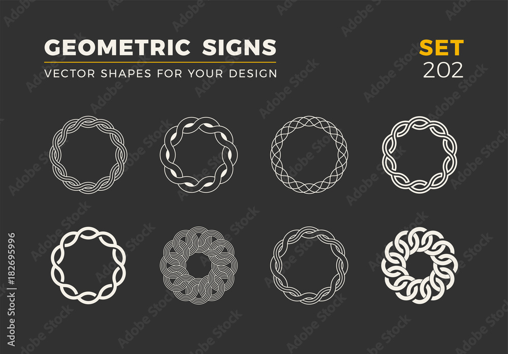 Set of eight minimalistic trendy shapes. Stylish vector logo emblems ...
