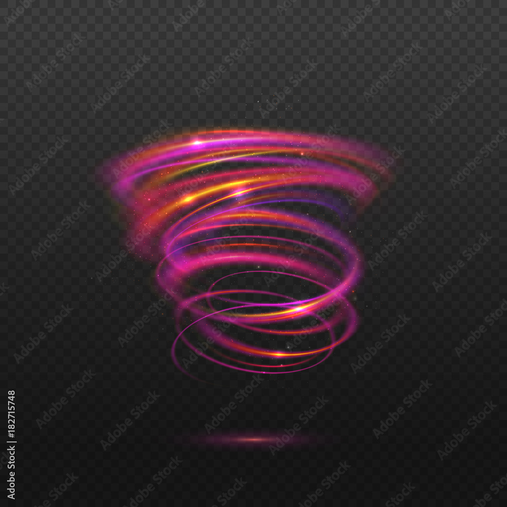Colorful vortex with luminous swirling spirals. Glowing orange - pink ...