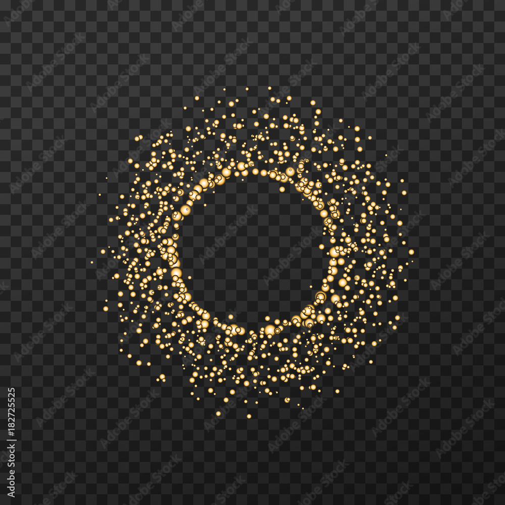 Circle of gold dust with lot of small particles different scale on ...