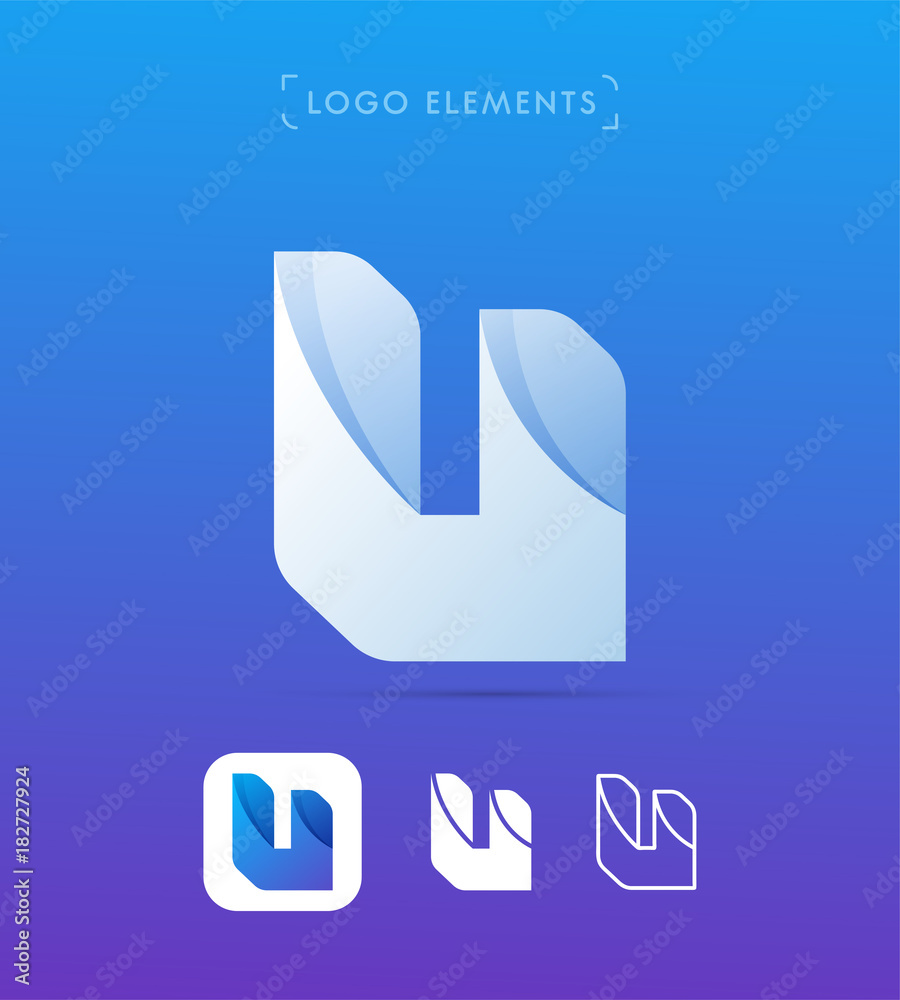 Vector abstract origami letter U logo design template. Material design ...