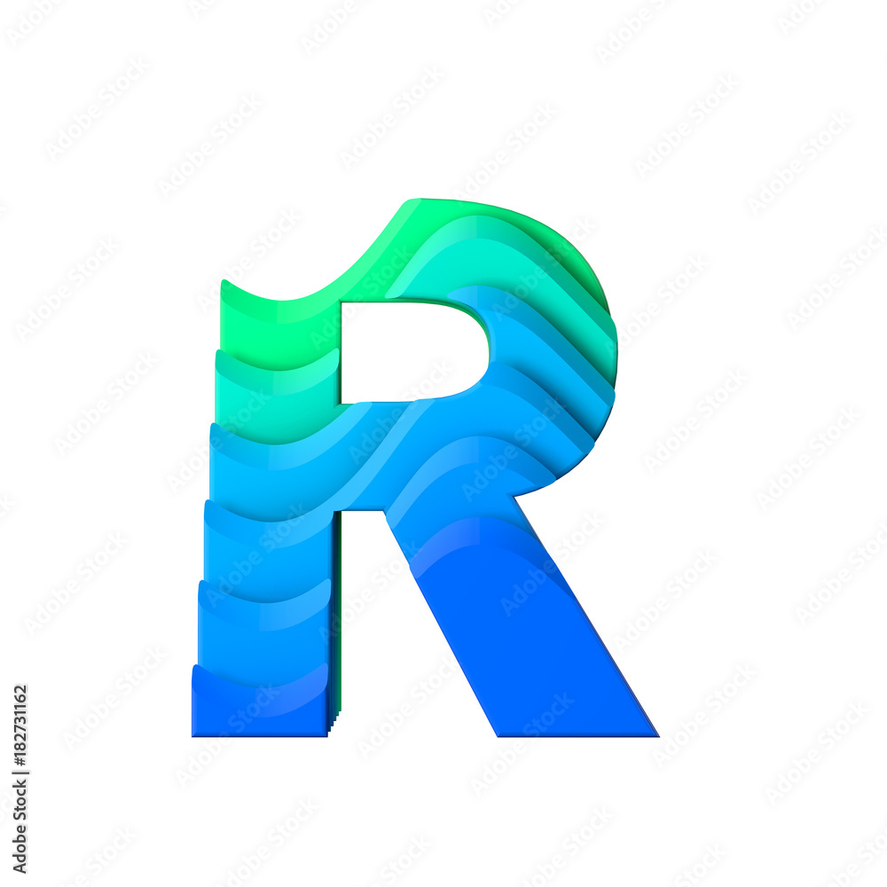 Letter R. Layered wave effect character type. Stock Illustration ...