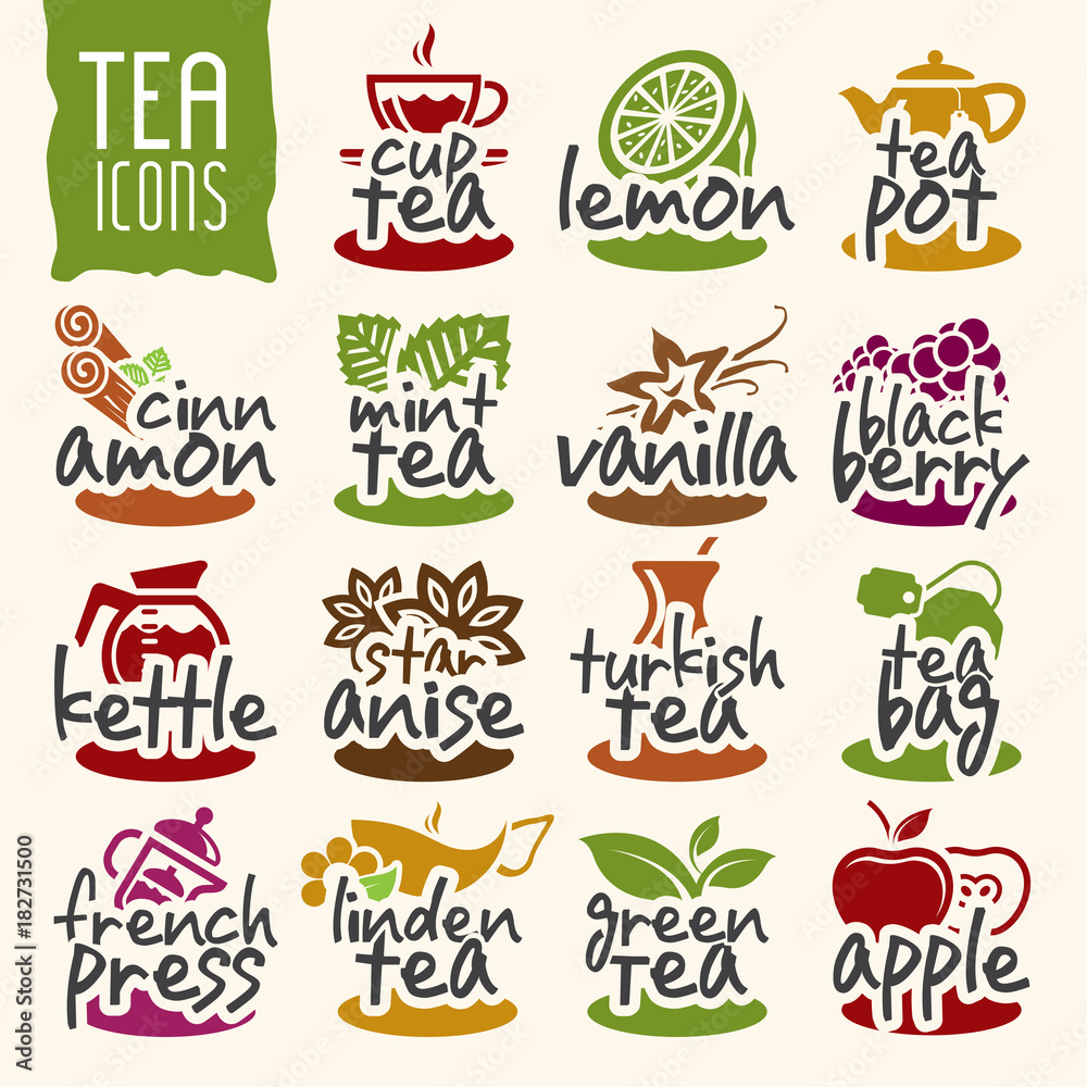 Tea icon set Stock Vector | Adobe Stock