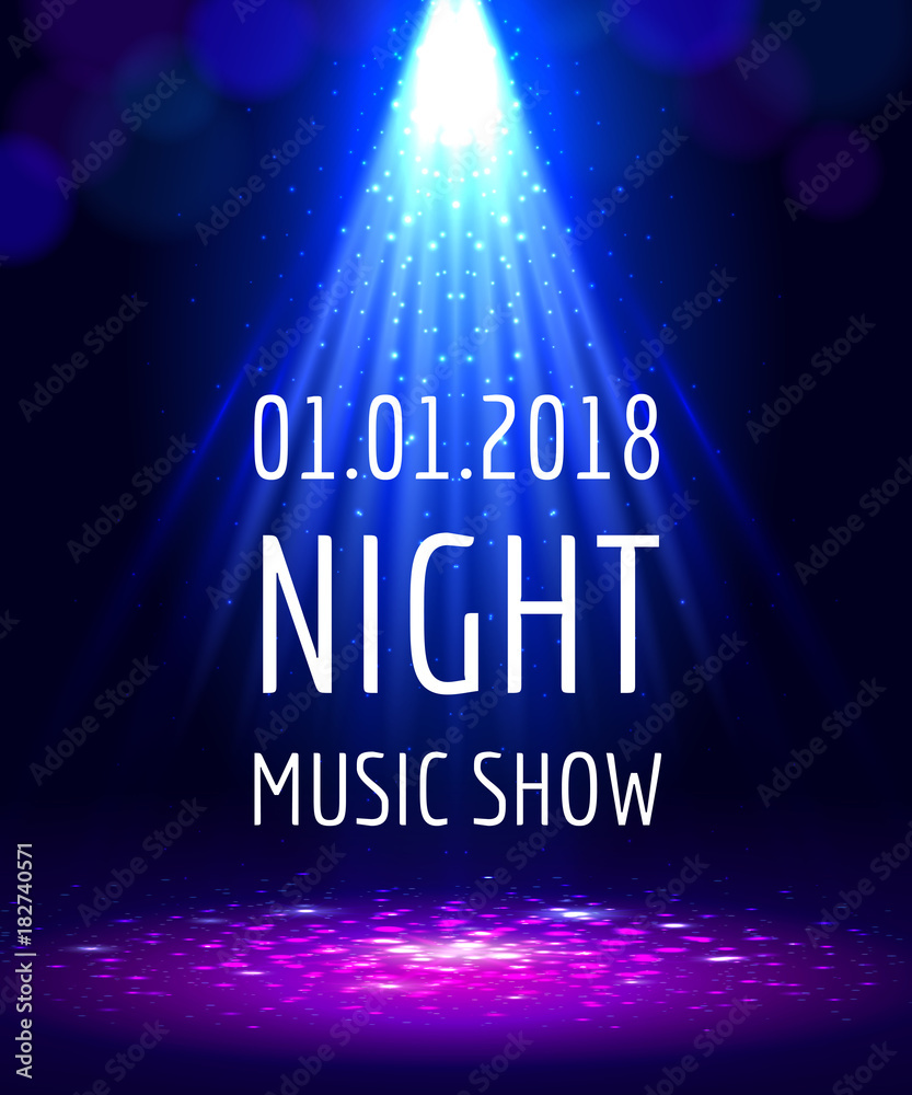 Abstract light party poster, blue beam night show background template ...