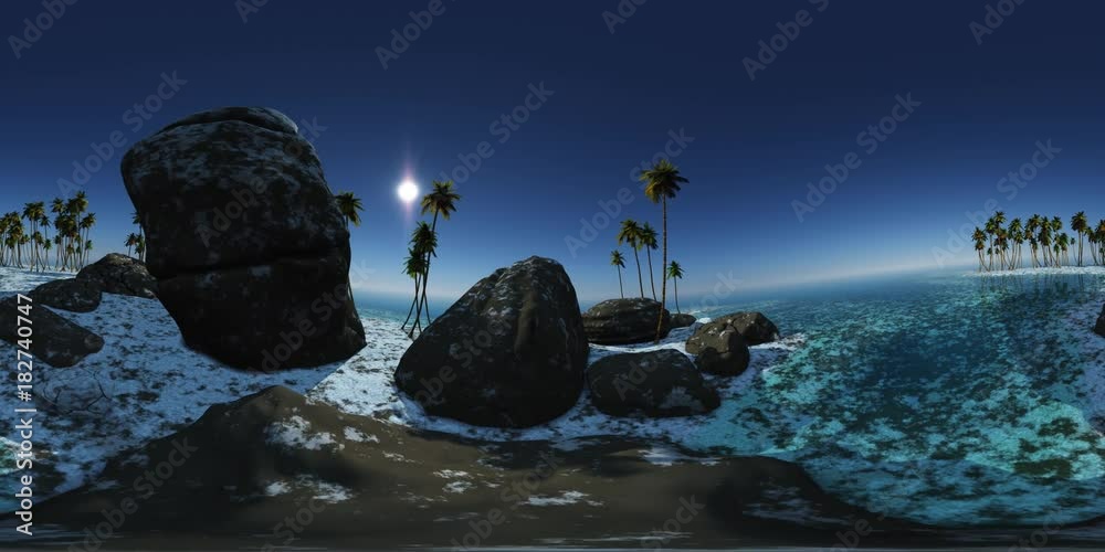 vr 360 panorama of tropical island at sunset. made with оne 360 degree ...