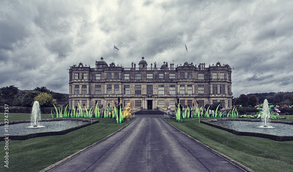 Old royal british palace. Vintage style pictures. Dramatic view. Stock ...