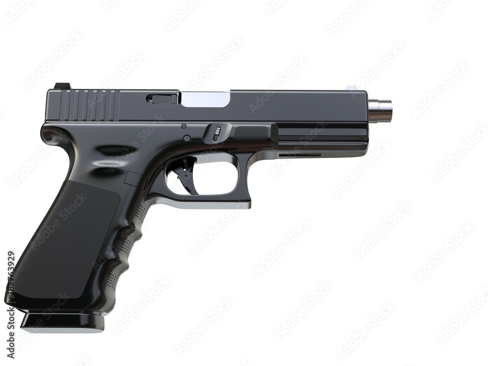 Black modern semi automatic handgun - side view Stock Illustration ...