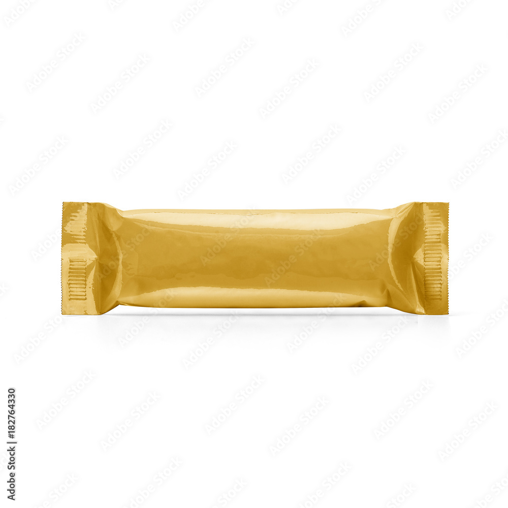 Gold Blank Chocolate Bar snack bag isolated on white background ...