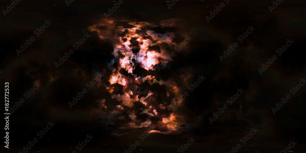 Deep space, stars and nebula, 360 degrees panorama, HDRI high ...