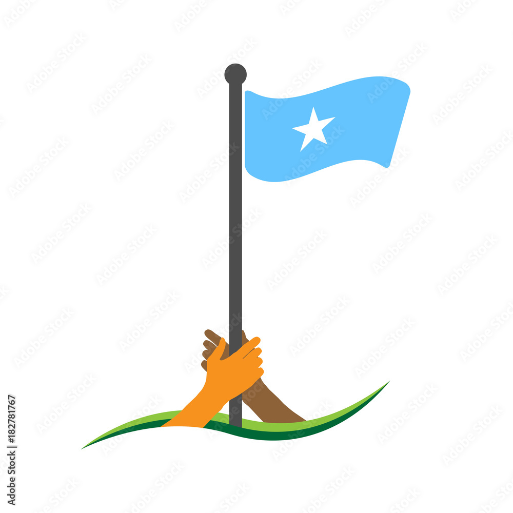 Hand holding the flag. Somalia flag vector. The concept of holding from ...