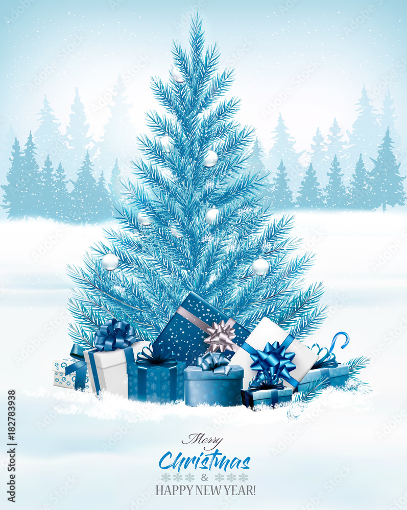 Blue Christmas Present Wallpaper
