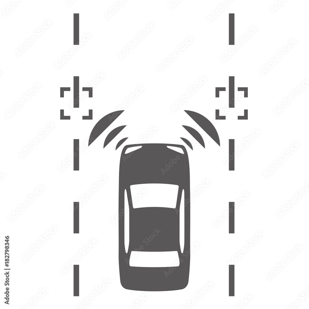 Lane keeping assist system of vehicle icon. Autonomous car. Stock ...