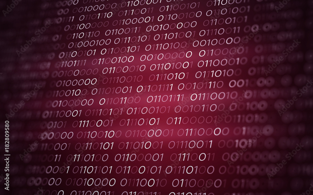 3d Abstract Red Binary Code Futuristic Information Technology