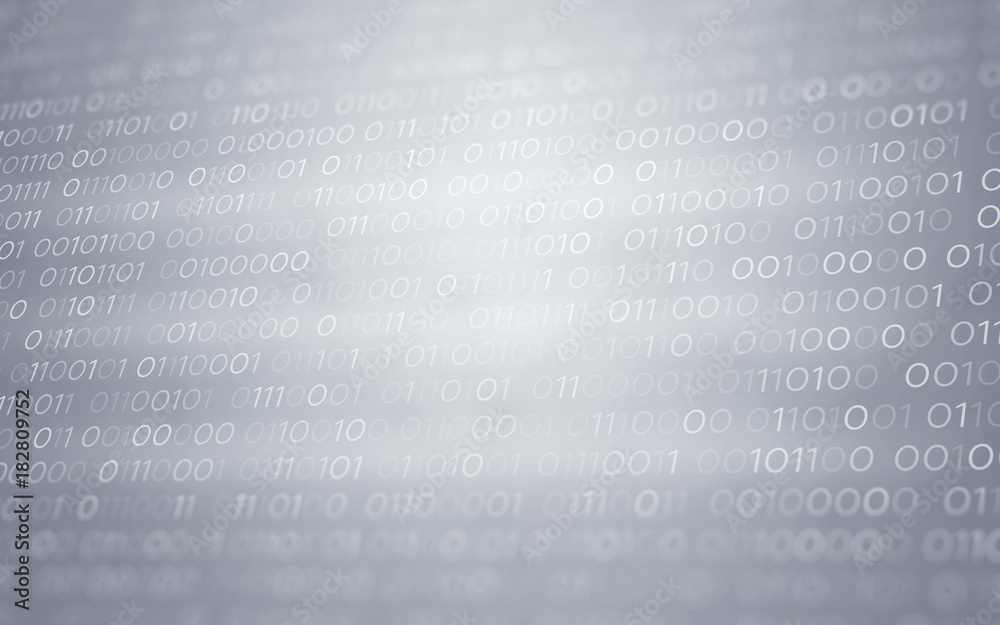 3d Abstract White Binary Code Futuristic Information Technology Illustration Render Background