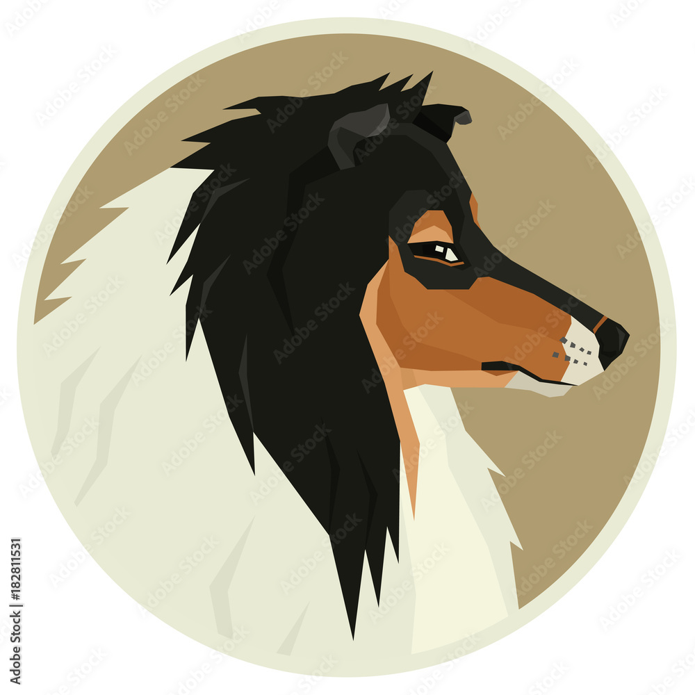 Dog collection Collie Geometric style Avatar icon round Stock Vector ...