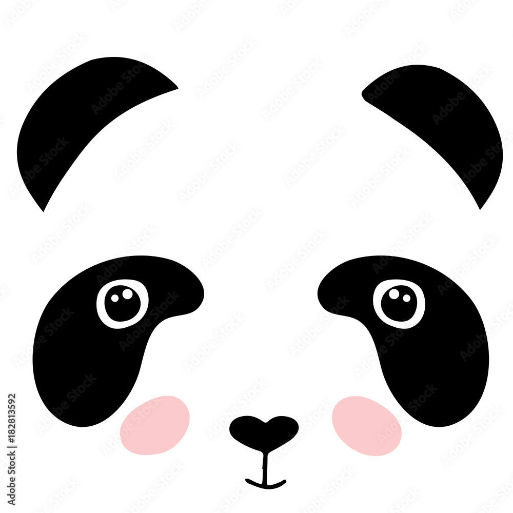 Cute panda face isolated on white background. Flat style Stock Vector ...