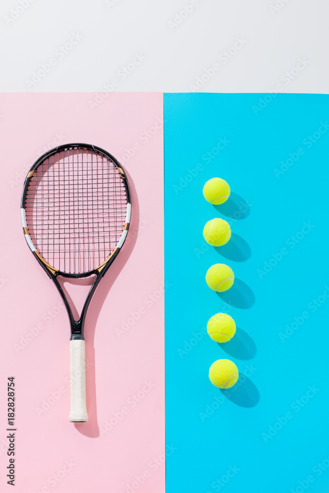 Pink Tennis Racket And Ball