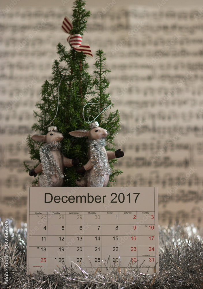 Close-up: December 2017 is a calendar of full month with holidays and ...