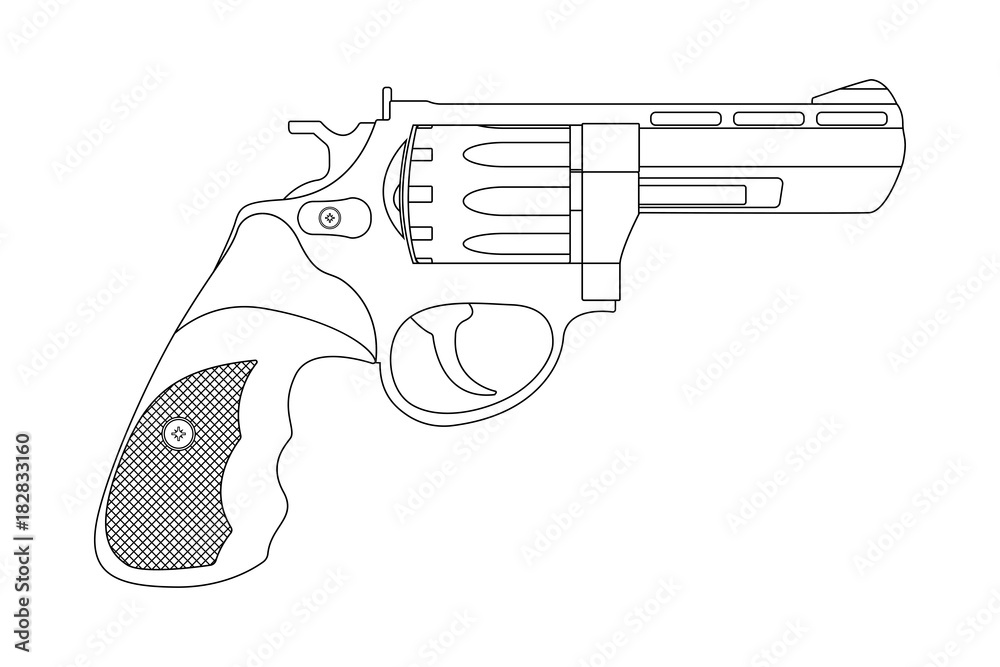 Revolver. Outline image Stock Vector | Adobe Stock