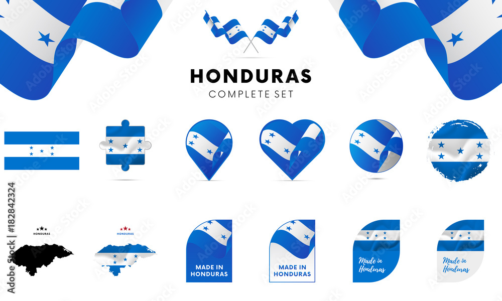 Honduras complete set. Vector illustration. Stock Vector | Adobe Stock