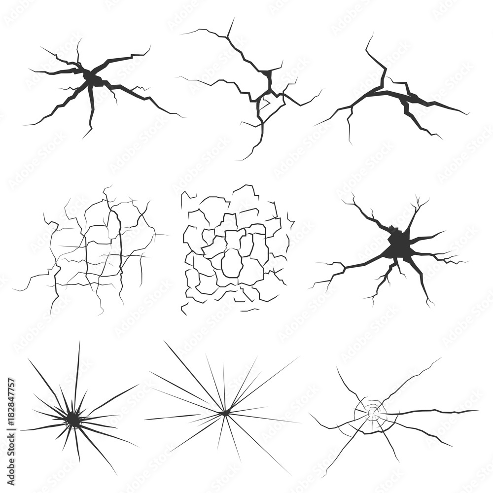 Different types isolated cracks textures: break of earth, cracks in the ...