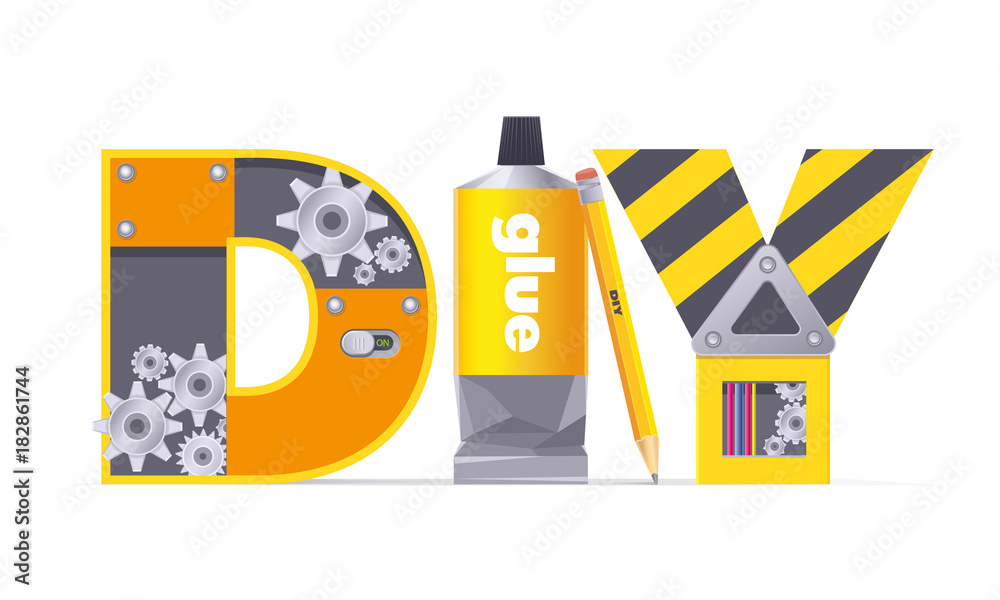 Vector logo, DIY, stylized letters tools, details, handmade Stock ...