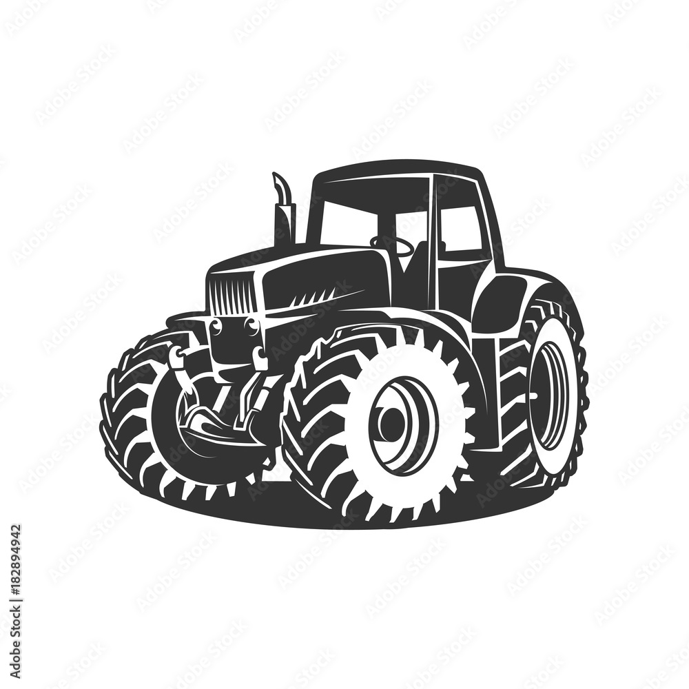 black tractor on white background Stock Vector | Adobe Stock