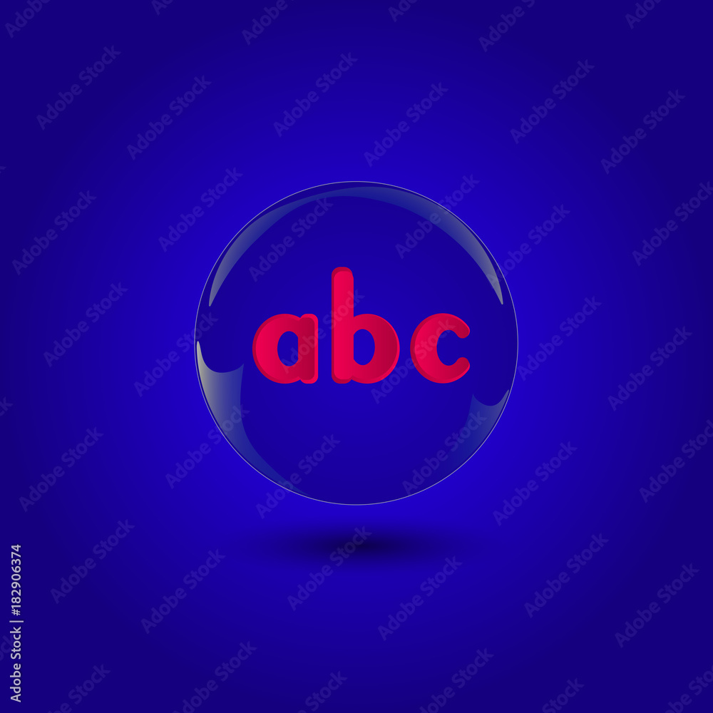 Abstract letter abc logo design with glass sphere background Stock ...