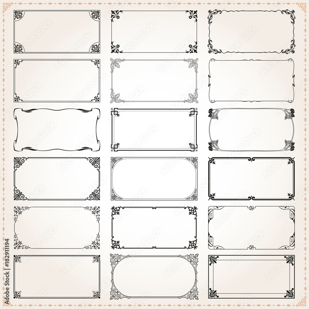 Decorative frames and borders rectangle 2x1 proportions set 4 Stock ...