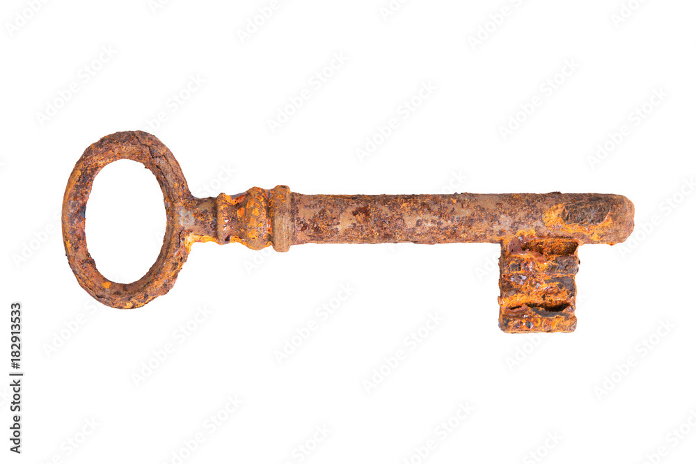 Old rusty key on a white background Stock Photo | Adobe Stock