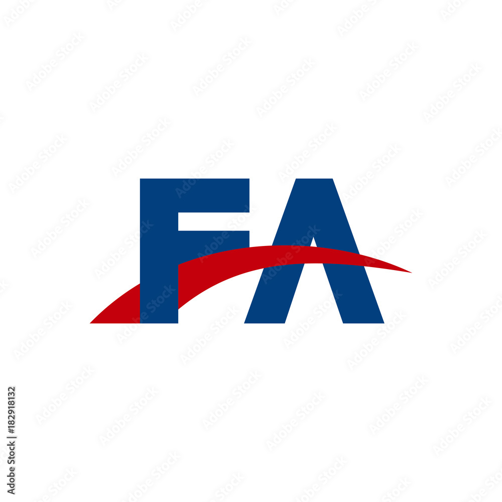 Initial letter FA, overlapping movement swoosh logo, red blue color ...