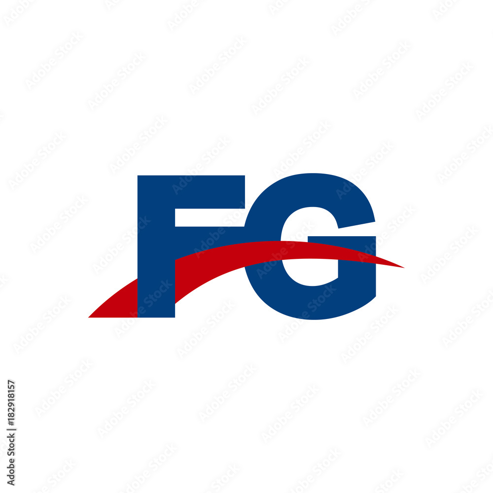 Initial letter FG, overlapping movement swoosh logo, red blue color ...