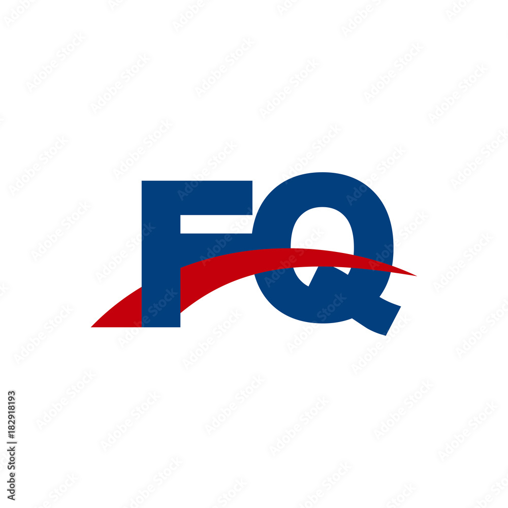 Initial letter FQ, overlapping movement swoosh logo, red blue color ...