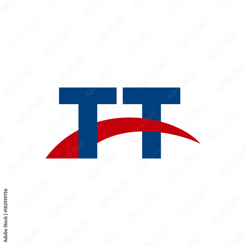 Initial letter TT, overlapping movement swoosh logo, red blue color ...