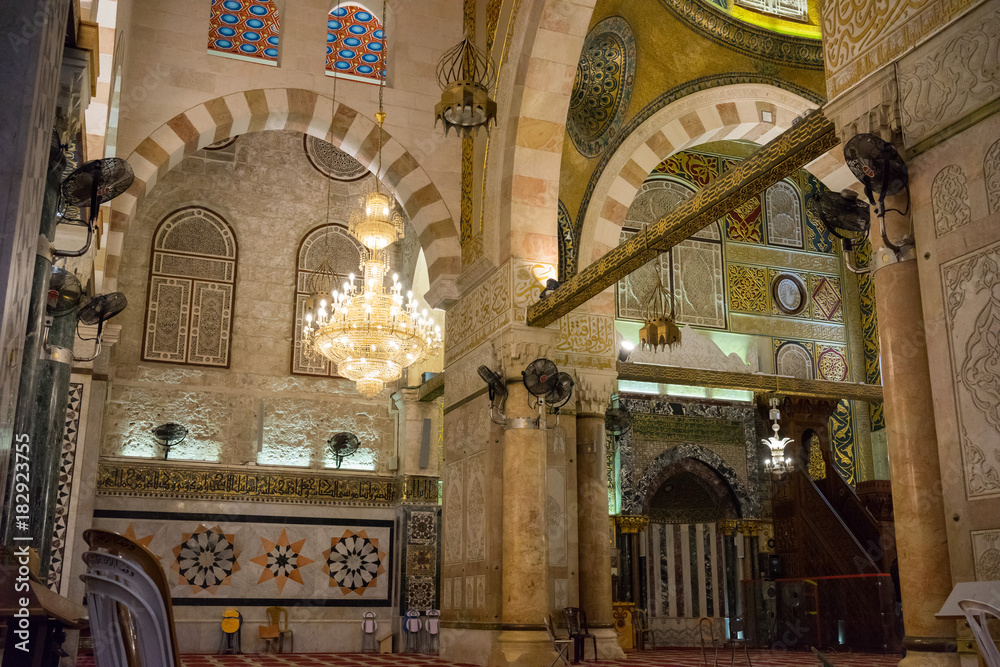 BAITULMUQADDIS, PALESTINE - 13TH NOV 2017; Internal view of Al-Aqsa ...