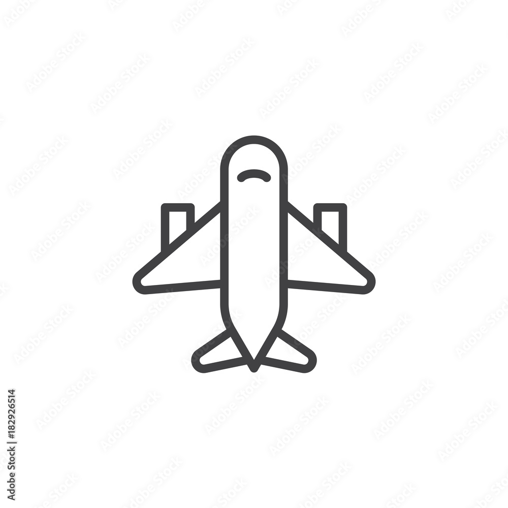 Airplane line icon, outline vector sign, linear style pictogram ...