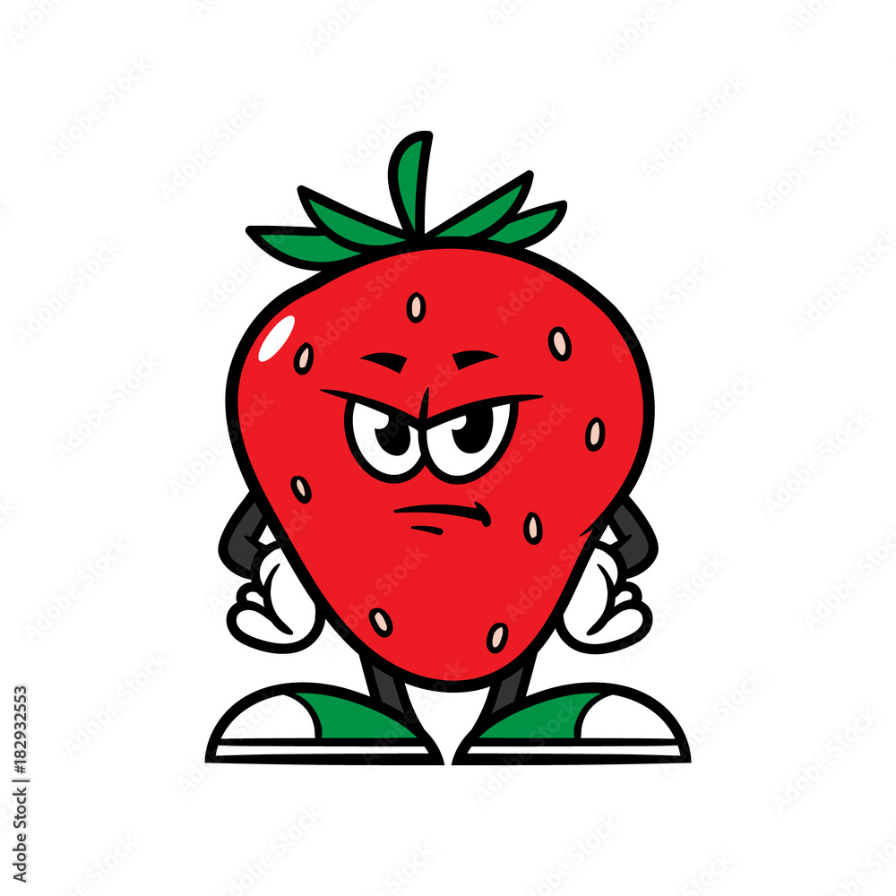 Cartoon Angry Strawberry Character Stock Vector | Adobe Stock
