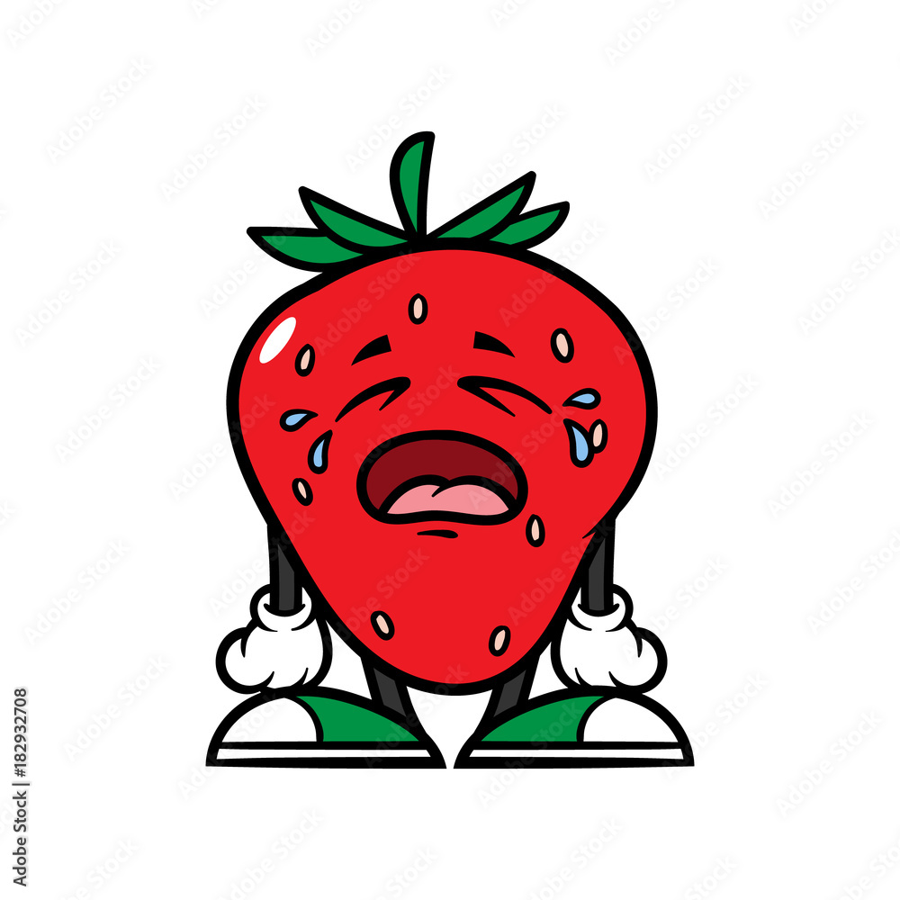 Cartoon Crying Strawberry Character Stock Vector | Adobe Stock