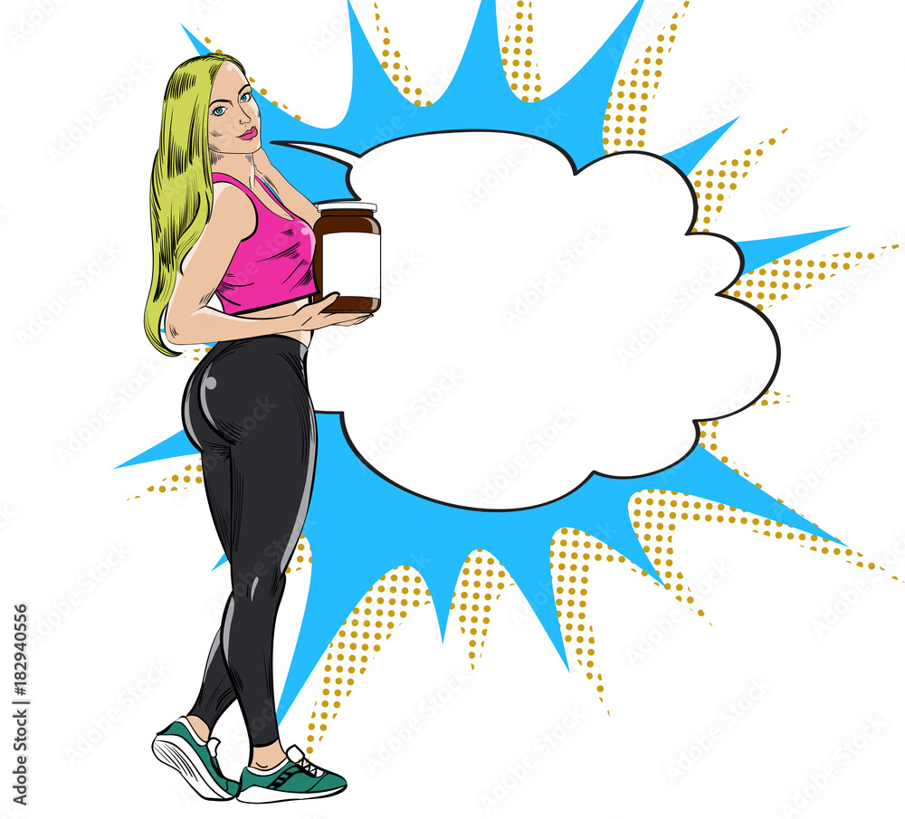 Sport girl in the style of comic books. Vector illustration. Stock ...