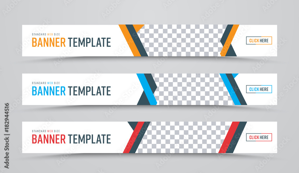Design of horizontal vector white banners of standard size with a place ...