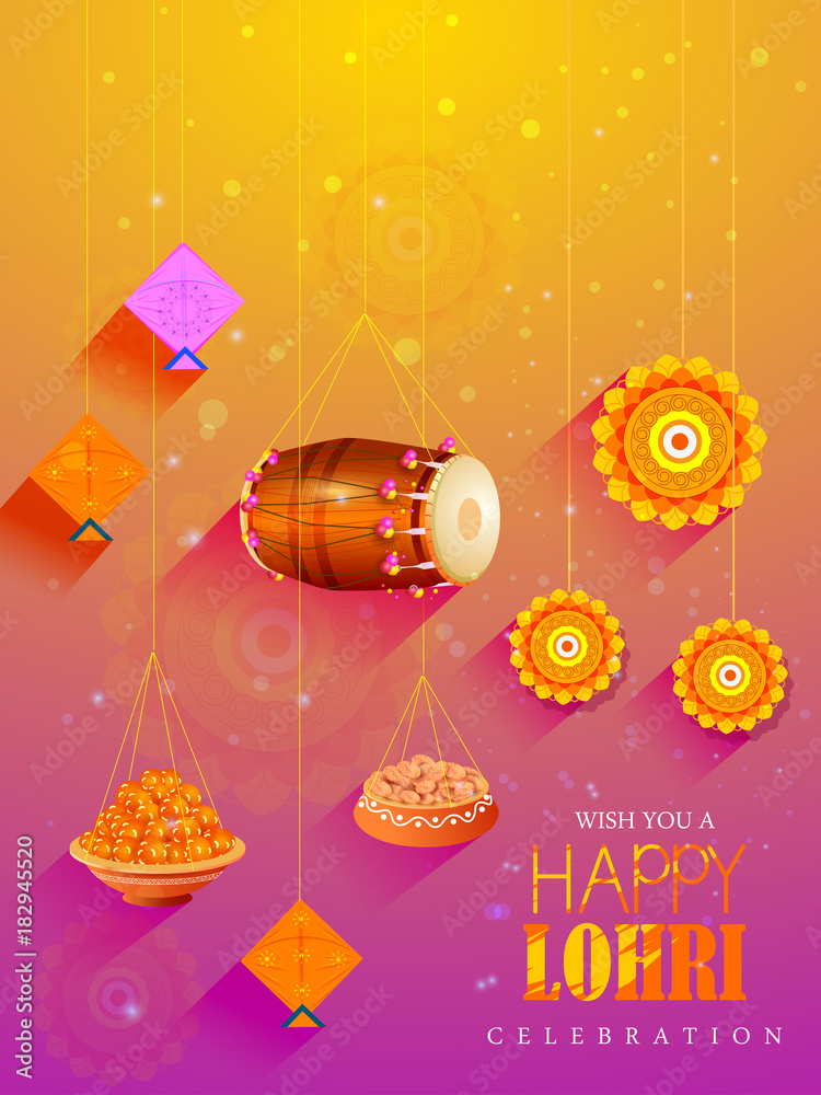 Happy Lohri holiday festival of Punjab India Stock Vector | Adobe Stock